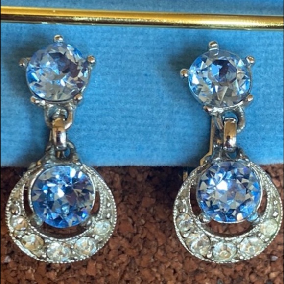 Jewelry | Bogoff Signed Blue Rhinestone Clip On Earrings | Poshmark